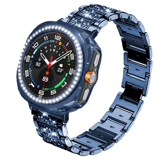 商品名: DEALELE ストラップ&amp;ケース Samsung Galaxy Watch Ultra 47mm (2025/2024) 対応 スリム キラキラ ラインストーン メタルバンド ダイヤモンド付き PC 保護ケース カバー ...