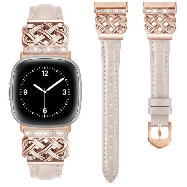 商品名:  Kimiyaki Leather Band Compatible for Fitbit Versa 4/Versa 3/Fitbit Sense 2/Sense, Bling Dressy Watch Strap with Ce...