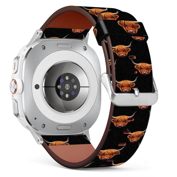 商品名:  Mingdao Compatible with Galaxy Watch Ultra 47mm (2024) Stylish PU Leather Band Replacement Strap, Highland Cow MD8...