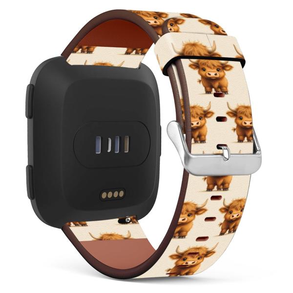 商品名:  Mingdao Compatible with Fitbit Versa 2/1/Lite/SE Stylish PU Leather Band Replacement Strap, Highland Cow MD8319ブラン...