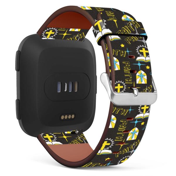 商品名:  Mingdao Compatible with Fitbit Versa 2/1/Lite/SE Stylish PU Leather Band Replacement Strap, Cross MD8209ブランド: Ming...