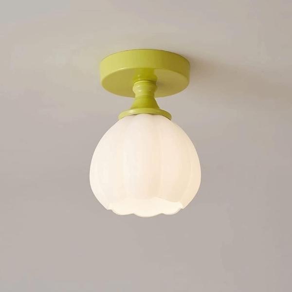 商品名:  Nordic Creativity Glass Mini Ceiling Light for Kitchen Island, Modern Metal Flower Hallway Semi Flush Mount Ceilin...