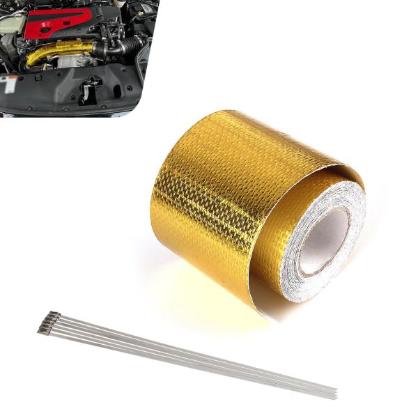 商品名:  Opuweiy Adhesive Backed Heat Shield Wrap Roll, 2" x 29.5 Ft Gold High-Temperature Reflective Tape, Compatible with...