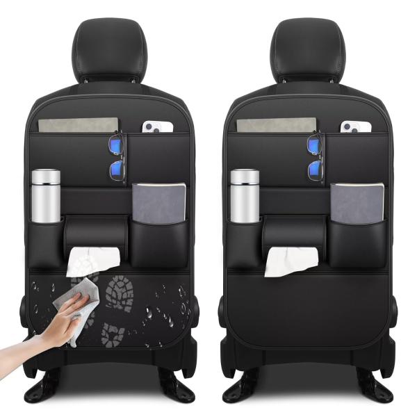 商品名: Zaqmru 後部座席プロテクター 2パック フォード・ブロンコ スポーツカーキックマット カップとティッシュホルダー付き ストレージオーガナイザー付き 防水 汚れ防止 フェイクレザー 自動車用アクセサリー 子供用 (1組ブラック...