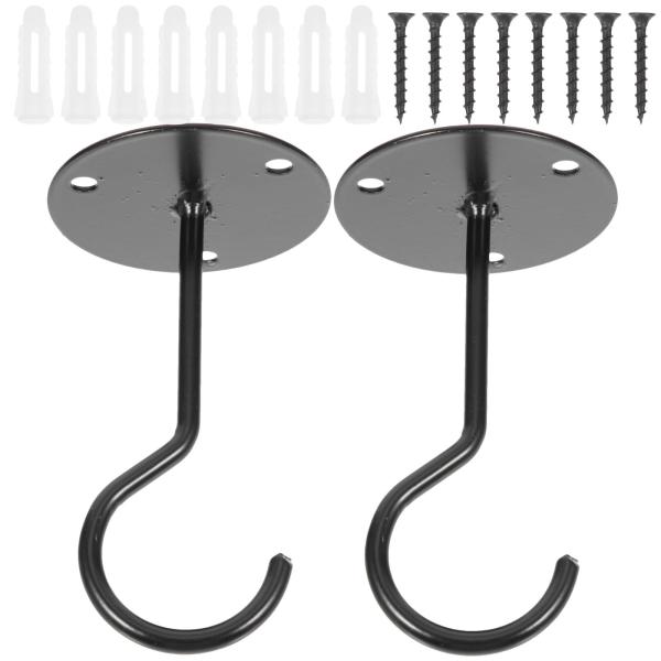 商品名:  PRETYZOOM Zinc Alloy Ceiling Hanging Hooks with Self-Tapping Screws, Extended 3Cm Inner Diameter Black Hanging Hoo...