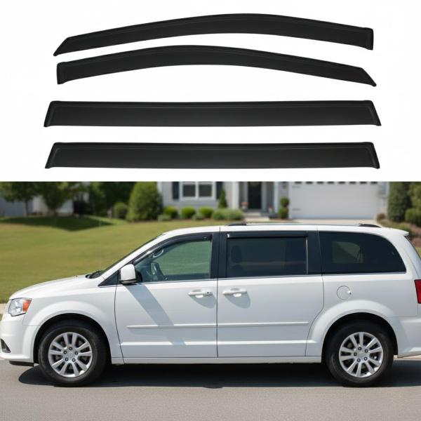 商品名:  4pcs Window Visor Rain Guards Compatible with Chrysler Town &amp; Country 2008-2018, Smoke Tape-On Outside Mount W...