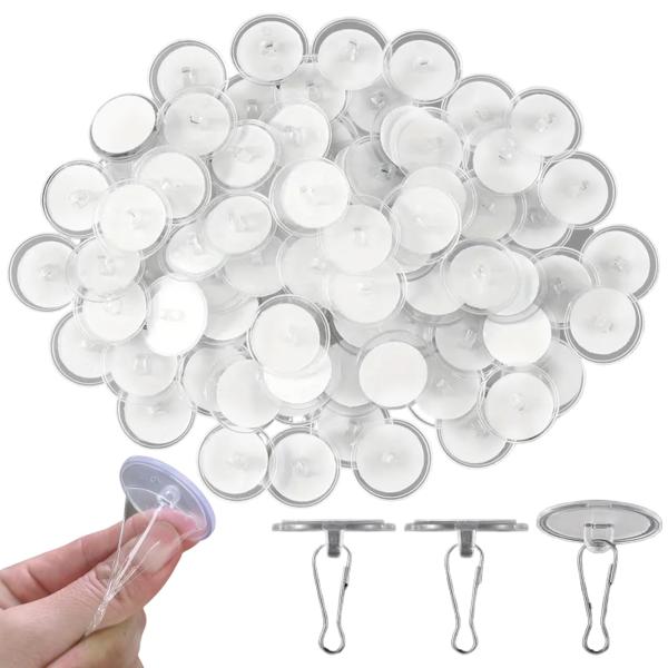 商品名:  Adhesive Ceiling Hooks Clear Set - 100pcs Transparent No Drill Hangers, Self Adhesive Traceless Ceiling Mount Hook...