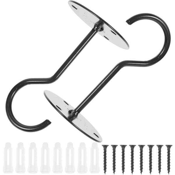 商品名:  TOBBOMEY Large Alloy Ceiling Hanging Hooks Screw-in Installation, Black Heavy Duty Wall Hangers for Clothes Rod, 2...