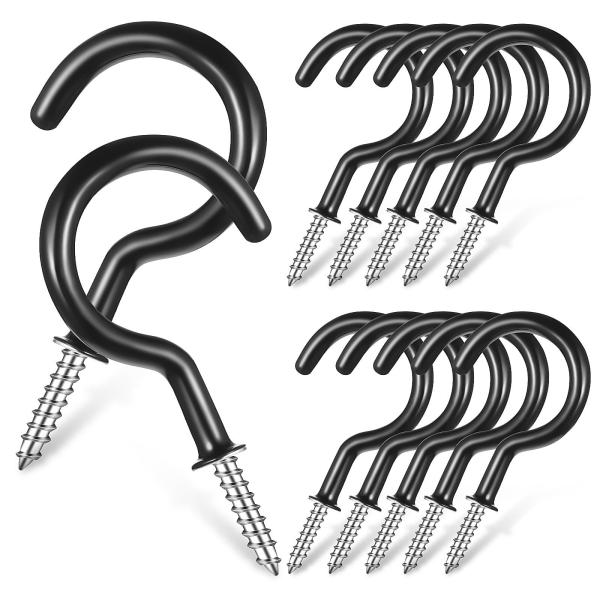 商品名:  DOITOOL 12 Pcs Black Screw-in Ceiling Hooks Coated Metal Hanging Hooks for Plants Cups Kitchen Utility Storage Org...