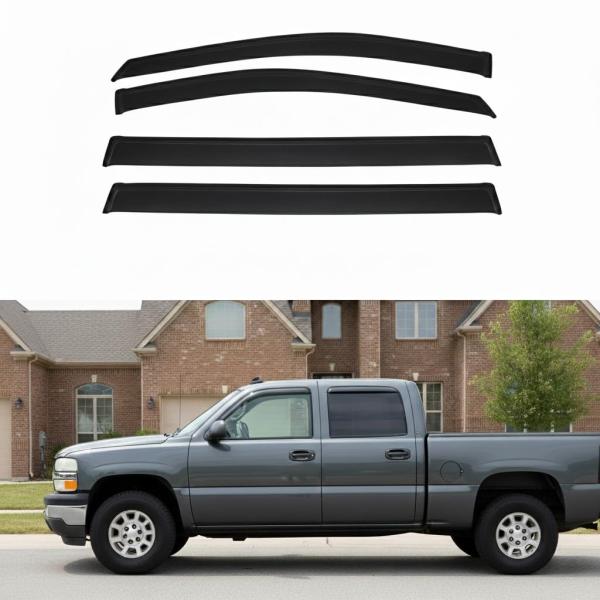 商品名:  4pcs Window Visor Rain Guards Compatible with Chevrolet Silverado/GMC Sierra 1500/2500/3500/1500 HD/2500 HD Crew c...