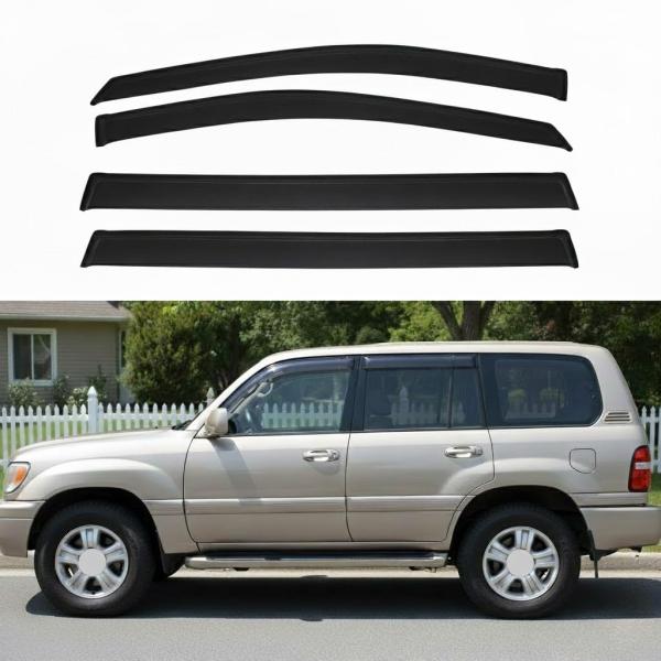 商品名:  4pcs Window Visor Rain Guards Compatible with Toyota Land Cruiser 1998-2007, Smoke Tape-On Outside Mount Window Ve...