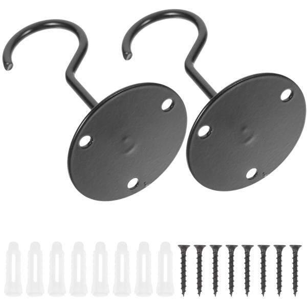 商品名:  QUMIIRITY Heavy Duty Large Ceiling Hanging Hooks Self-Tapping Screws, Black Alloy Swag Hooks for Plasterboard, 2pc...