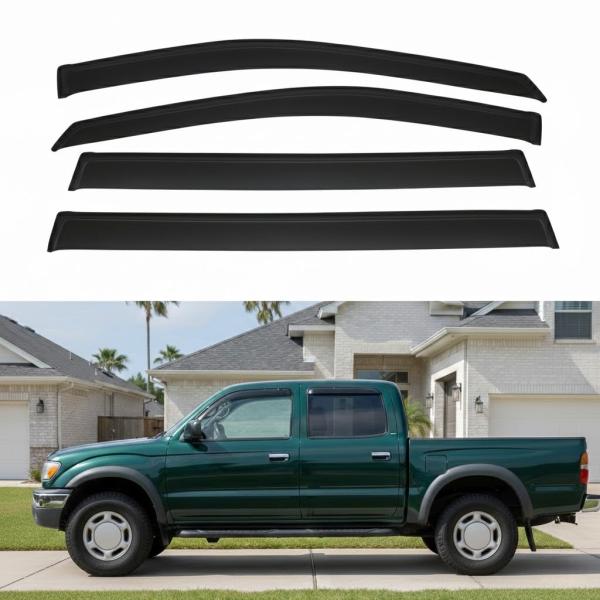 商品名:  4pcs Window Visor Rain Guards Compatible with Toyota Tacoma Access Cab 1995-2004, Smoke Tape-On Outside Mount Wind...
