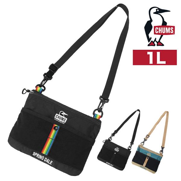 商品:チャムス ショルダーバッグ 斜め掛け サコッシュ 1L B6 CHUMS スプリングデールサコッシュ CH60-4103 メンズ レディース キッズカラー:  1.ブラックxレインボー,2.ブラックxホワイト,3.ブルーxベージュサイ...