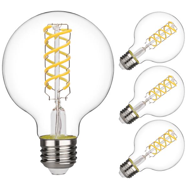 【仕様】G80 LEDフィラメント電球 【高品質】新しい技術から生まれた新世代高品質LEDフィラメントが硬質かつフレキシブル性質を持ち、今までと違った電球を作ることができました。新型電球は発光性が良く、目にも優しく、寿命がさらに長くなる等の...