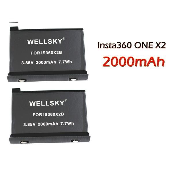 互換可能バッテリー：  Insta360 ONE X2 用 バッテリー  電圧 ： 3.85V    容量 ： 2000mAh  2個□対応機種 ： Insta360 ONE X2 □特徴●内蔵セル：グレードSセル使用●保護回路：本製品には...