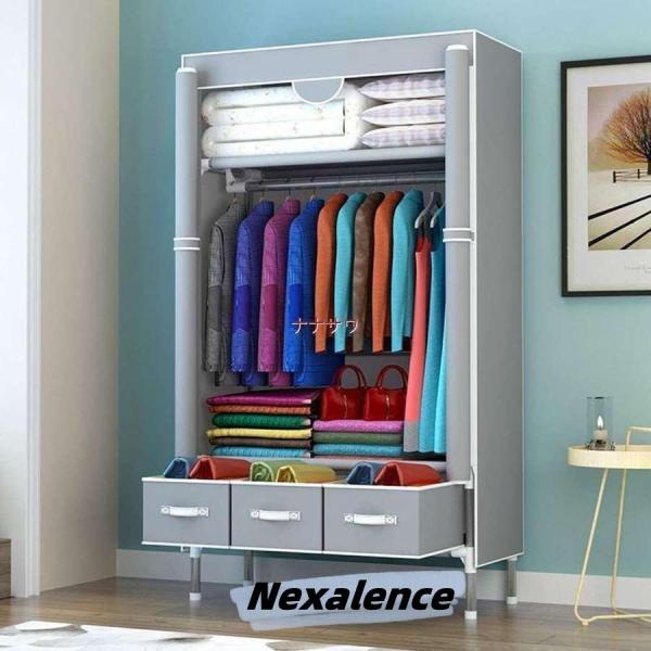 【高品質素材】・サイズ：90 * 45 * 170。このワードローブは、丈夫で環境にやさしく、防水性と防塵性を備えた非織布で作られています。 布カバーは水で直接洗うことができ、色あせすることはありません。【リーズナブルなレイアウト】・大容量...