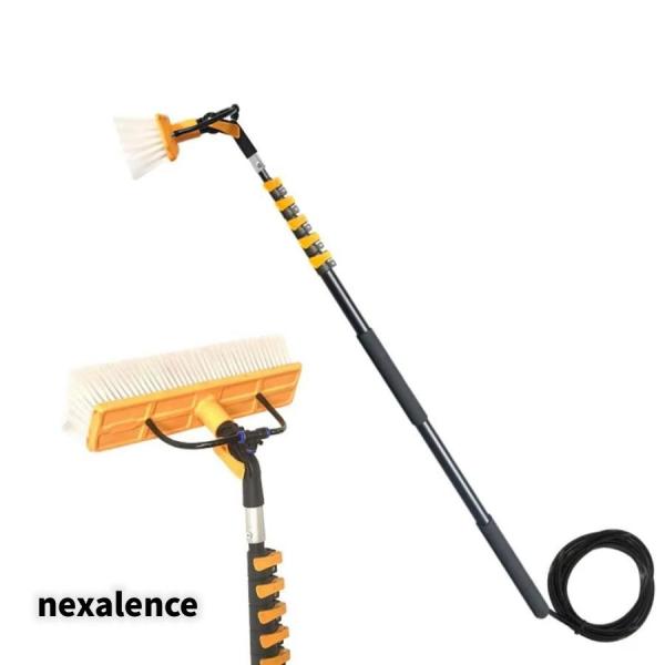 【商品のサイズ】：名称：高所掃除用ブラシ 外壁掃除ブラシ。ロッド長さ範囲:3.6-9m。散水ブラシの幅：40cm。品質保証：本製品につきましてご不明点やご質問がございましたらご連絡を頂けると迅速に対応致します。【製品特徴】：高所掃除の利便性...