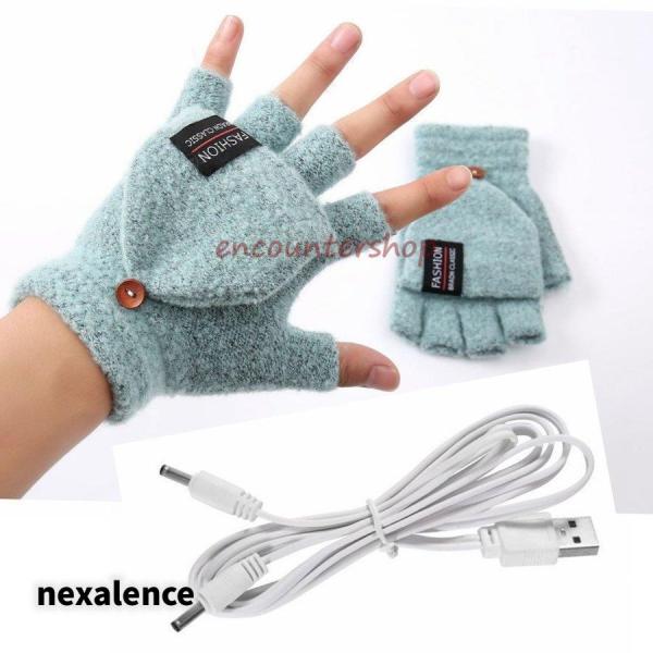 電熱グローブ ヒーター付き 両面発熱 電熱手袋 柔らかい フード付き 指切り カバー 2way グローブ USB給電式 手袋 男女兼用youhui03【カラー】ブラック、ネイビー、ブルー、ライトグレー、グリーン、コーヒー【サイズ】F（フリー...