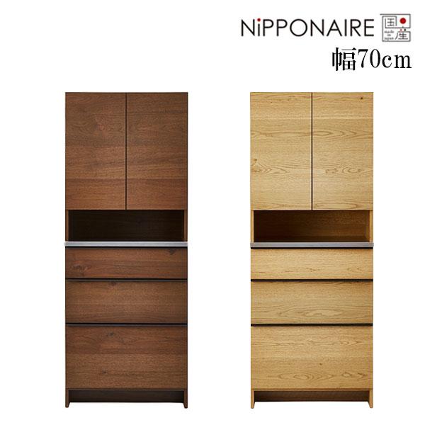 ■サイズ(cm)W70×D48×H180■カラーWN（ウォールナット節有）OAK（オーク節有）■仕様・材質□材質[WN]前板：ウォールナット節有突板本体：WN色プリント[OAK]前板：ホワイトオーク節有突板本体：OAK色プリント[共通]カウ...