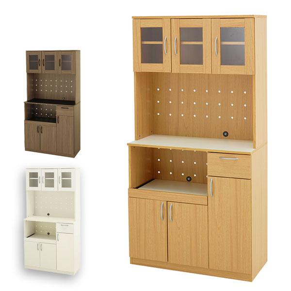 ■サイズ(cm)W89×D43(取手含む)×H182■カラーナチュラルブラウンホワイト■材質・仕様プリント紙化粧パーティクルボード転倒防止ひも付組立式キッチン家電や調理器具、食品ストックなど1カ所にまとめて収納できる大容量タイプのキッチンラ...