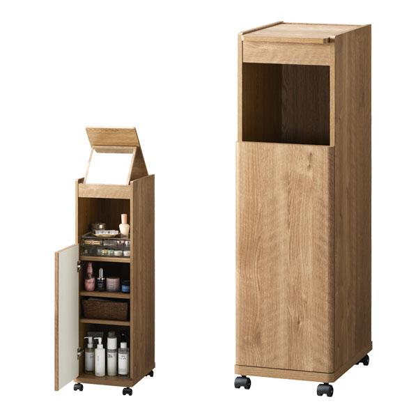 ■サイズ(cm)W29.4×D39×H100.6■材質・仕様プリント紙化粧パーティクルボードミラー本体重量：18kg耐荷重：天板10kg、棚板10kg、背面棚板2kg※組立品　組み立て時に扉の右開き・左開きどちらにでも対応可能。『見せる収納...