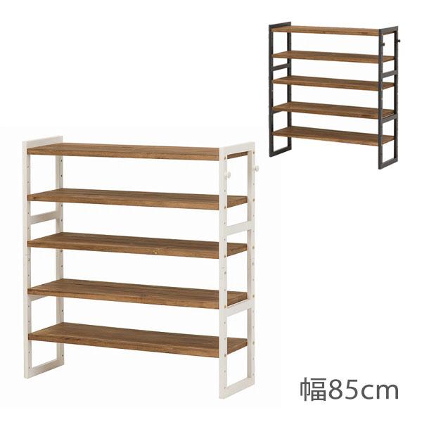 ■サイズ(cm)約W85(フック含む87)×D28×H92■カラーダークグレー（NDG)ホワイトウォッシュ（NIV）■材質・仕様主材：天然木（パイン）・フック2個付・可動棚:5枚(6cmピッチ)・組立式サンダルからブーツまで、靴の高さに合わ...