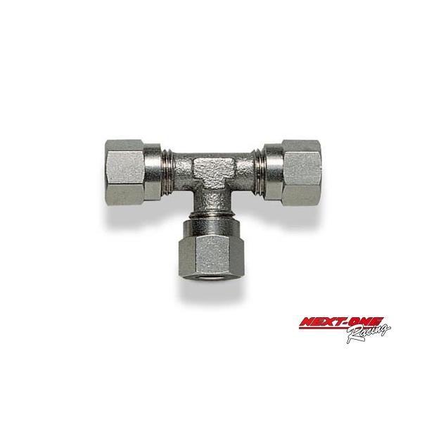 ブレーキホースジョイント/T型　１個1/8 - 6/4mm多くのカートフレームに使用可能です。（一部車種を除く）　　メッシュホースのジョイントに使用　※ブレーキホースは付属しません。※