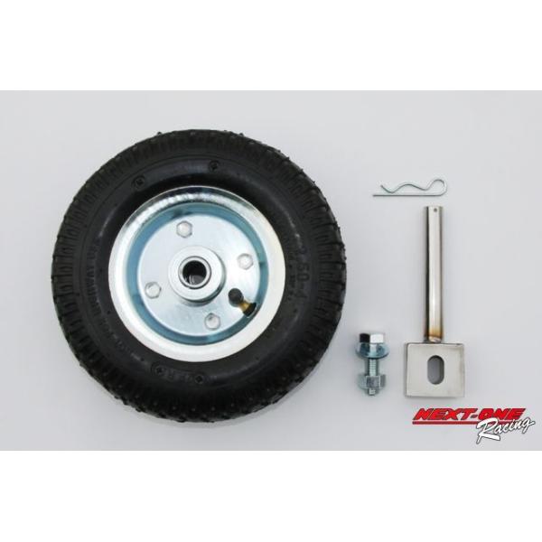 レーシングカートやスポーツカートで使用されるアルミカートスタンド用の大型キャスター（タイヤ）です。お持ちのアルミカートスタンドにBIGキャスターアクスルを装着することによって、8インチの大型キャスターでカートトロリーのように安定しますので重...