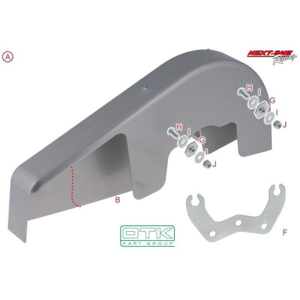 OTK トニーカート/コスミック/レッドスピード/エクスプリットフレーム用の純正チェーンガードです。フルカバーチェンガードなのでチェーンスプレーや泥・埃等の汚れが非常に少ないです。取付ステー等も付属のフルセットです。※ご注意※実店舗や当店ウ...