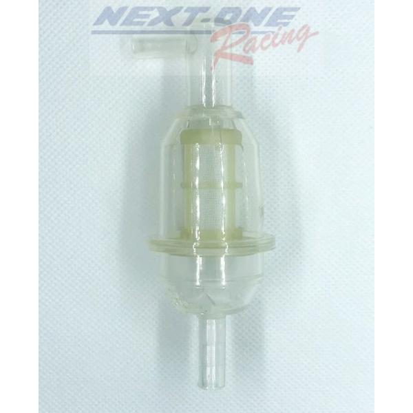 燃料の通過抵抗が低く、フィルター内にエアーが溜まらない為、燃料の泡立ち等のキャブレターへの悪影響が有りません。強力なフィルター効果も有ります。当店お勧めの最も優れたフィルターです。YAMAHA KT-100エンジンはじめ、PRD-RK100...