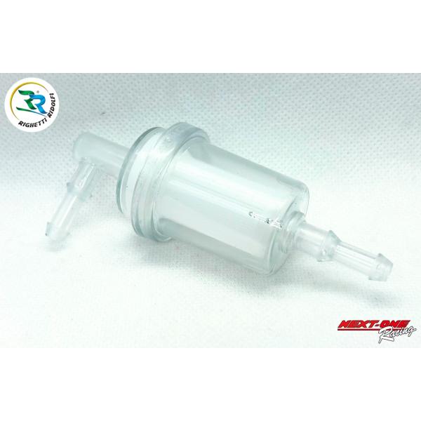 RR フューエルフィルターL型　レーシングカートパーツの高性能ブランドのRR製燃料フィルターです。出口側がL型になっており、取り回しに工夫が出来る構造です、フィルター効果も高性能で抵抗も非常に少ないです。YAMAHA KT-100エンジンは...