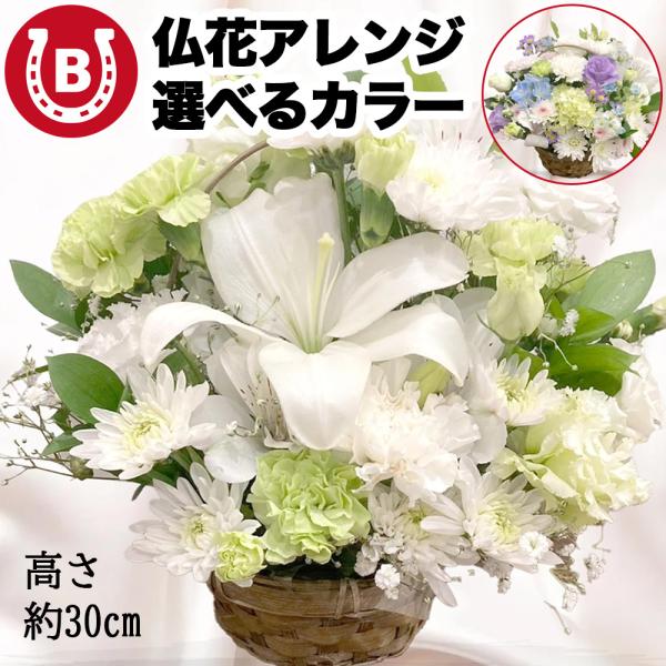 お供え 仏花 生花 フラワーアレンジメント 仏壇 お盆サイズLサイズ高さ約30cm、幅約25cm、奥行き約25cm備考大切な故人や愛ペットへの想いを込めて清らかなお花を。お相手のお顔を思い浮かべながらイメージカラーをお選びください。正面が決...