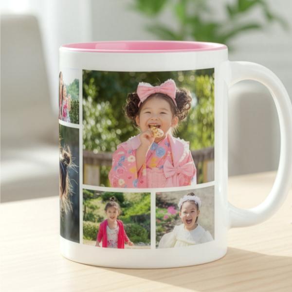 世界にひとつだけ！写真4〜9枚で作る《オリジナルマグカップ》家族やペット、お子様の写真など、お好きな写真4〜9枚で作れるオリジナルマグカップです。お写真を入れて特別なマグカップを作れます!!「ありがとう」をカタチにする、プレゼントにもぴった...