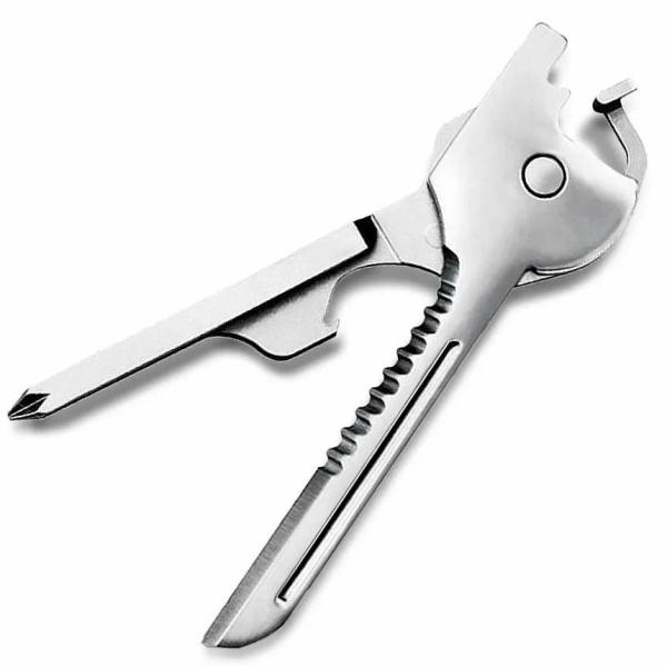 サイズ：約70mm×18mm重量：約13g材質：ステンレスマルチツールの機能：精密マイナスドライバーマイナスドライバー、 栓抜き、プラスドライバー、ナイフ、波刃ナイフ