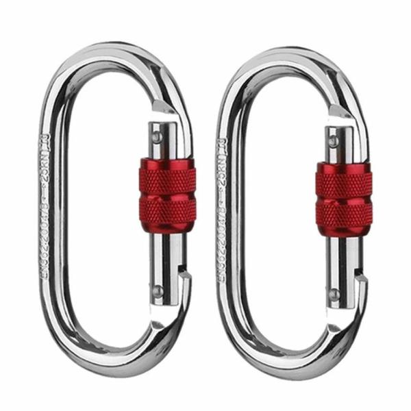 登山用 カラビナ 25KN 2個セット 2-KARABI25ロープやキーホルダーなど様々なものを接続することができます。表面に塗装を行っておりますので、サビにくく耐水性に優れています。材質：スチール製カラー：シルバー強度：25KN (250...