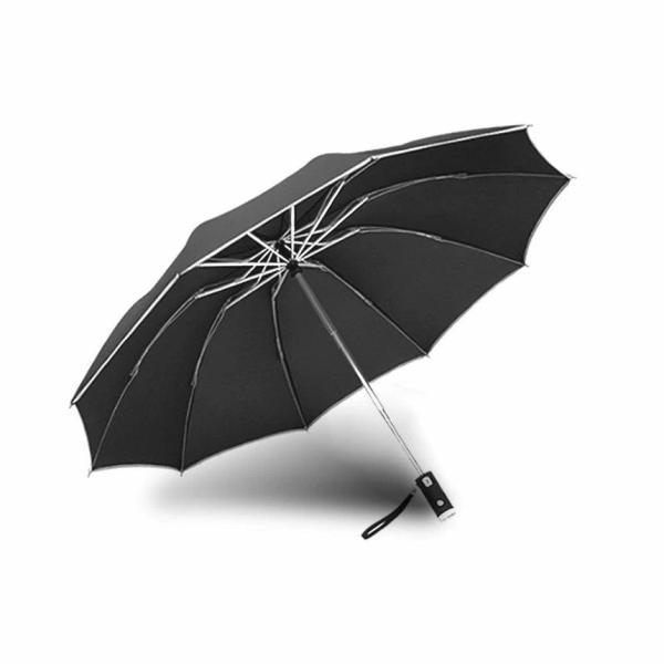 LEDライト搭載で夜間の足元や手元を照らします滑りやすく危険な夜間の階段や水たまりなどを確認しながら歩くことができるスグレモノです！車に乗る際や家での鍵開けなど様々な場面で重宝します逆さ開閉式で折り畳み時に回りを濡らす事なく持ち歩けるワンタ...