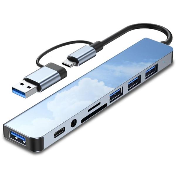 ■8in1 USB Type-A/C両対応ハブ本製品は多機能な8in1 USB Type-C/Type-A両対応のバスパワードッキングステーションでPCのポート不足を解消し作業効率UPに役立ちます。プラグアンドプレイ対応なので、挿すだけで簡...