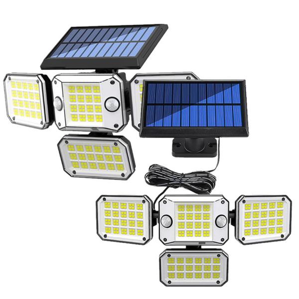 296度角度調整可能296個のLED電球4面のパネルでとっても明るいソーラー充電式センサーライト3つの知能モード採用！センサモード、DIMモード、常時点灯モード4つのパネルはそれぞれ可動し幅広い範囲をしっかりと照らしてくれます。防水性&am...