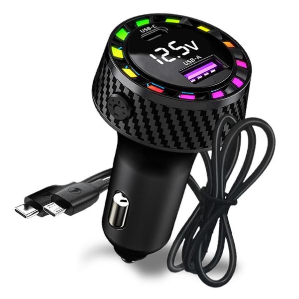 ●次世代の急速充電システム最新マイクロチップ搭載で充電効率を大幅に高めます。●2ポートで2台同時充電USB-A＆USB-Cのデュアルポートを搭載しています。●虹色LEDリングランプレインボー色のLEDライトを搭載夜間運転時にも視認性があり快...