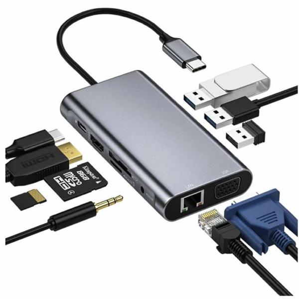 仕様3*USB 3.0ポート：1*PD ポート1*SDメモリーカードスロット1*microSDカードスロット1*3.5ｍｍオーディオポート1*LANポート:最大通信速度1000Mbps、10M / 100Mbpsネットワークと下位互換性あり...