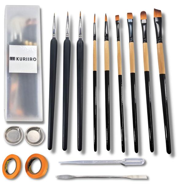 ・筆塗りに適度な弾力のある毛先が優れたタッチの描画を生み出します。　素材は劣化や抜け毛の少ないナイロン製です（動物性は溶剤によって抜け毛が発生しやすい）。　吸水性と水はけのバランスも良いため、ムラの無い塗装と速やかな筆洗いが可能です。・セッ...