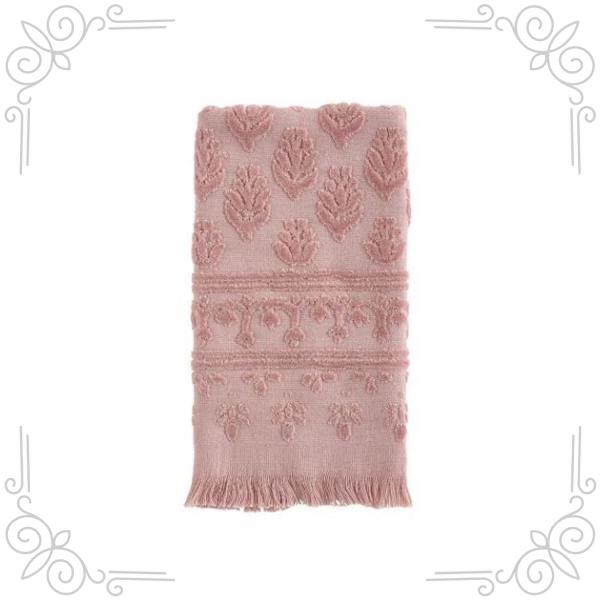 MATHILDE Mのゲストタオルは、高級感あるエンボスデザイン。ポコポコした模様とフリンジエッジが美しく、厚みがあります。シックなカラーも素敵。柔らかで肌触りがよいので、ゲストタオルとして、お気に入りの自分用としてサニタリールームにストッ...