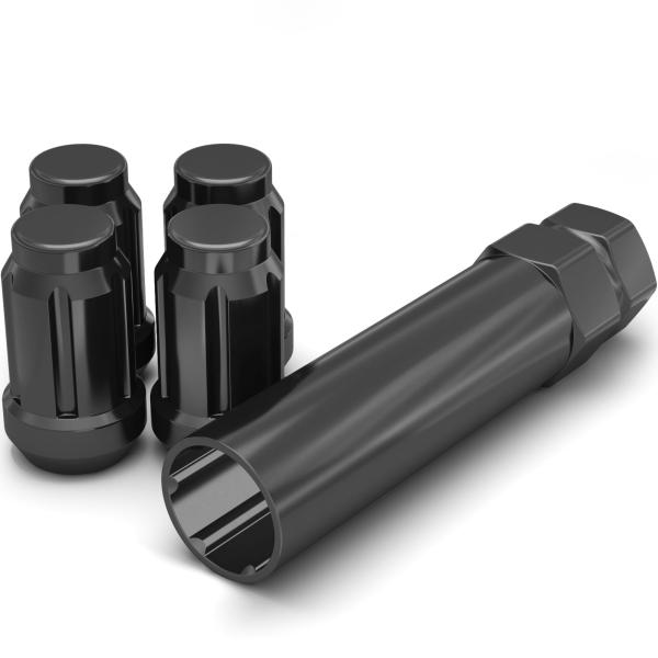 商品名: White Knight 3807BK-4 ブラッククローム M12x1.50 スプラインラグナット 鍵付き 4個パック White Knight 3807BK-4 Black Chrome M12x1.50 Spline Lug...