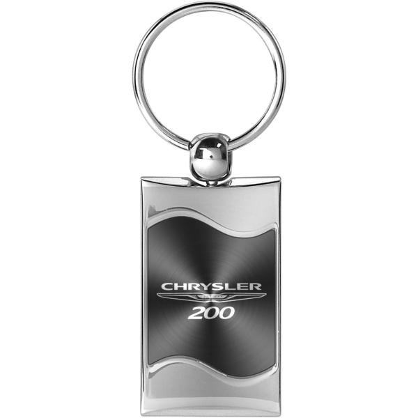 商品名: Chrysler 200 長方形 波 黒 キーホルダー AU-TOMOTIVE GOLD, INC. Officially Licensed Black Rectangular Wave Key Fob for Chrysler ...