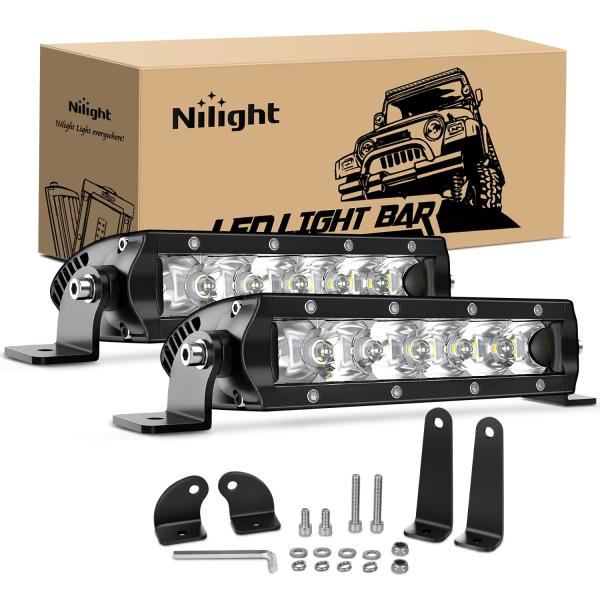 商品名:  Nilight Led Pods Light Bar Super Slim 2Pcs 7 Inch 30W Spot Driving Fog 3600LM Off Road Lighting for Trucks Pickup ...