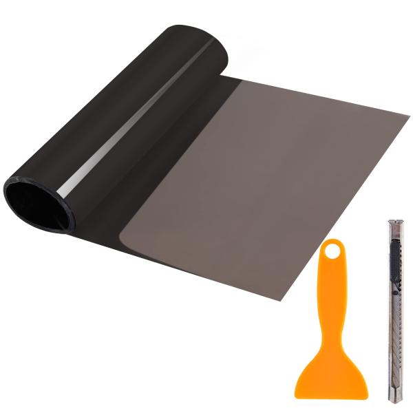 商品名: 車用ヘッドライトテールライトティントフィルム、12×48インチ粘着スモークフォグライトビニールフィルムシートカメレオンステッカースクイージーとカッター付き(ライトブラック) Car Headlight Taillight Tint...