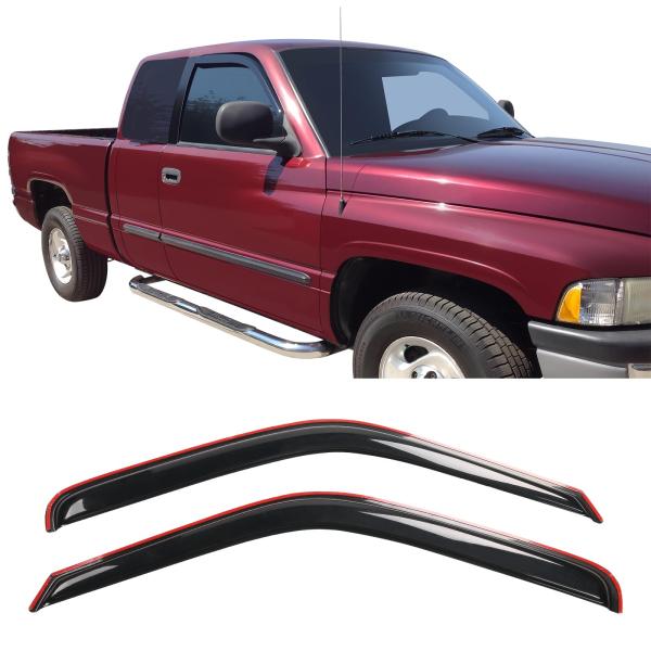 商品名: IKON MOTORSPORTS製ウィンドウバイザー 1994-2001 Dodge Ram In Channel Smoke Slim Style ウィンドディフレクター 2個 1995 1996 1997 1998 1999 ...