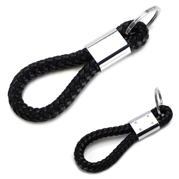 商品名: iJDMTOY (1) ブラック編組レザーストラップ キーチェーンリング 車のキー/キーフォブに対応 iJDMTOY Black Braided Leather Strap Craft Keychain Key Chain Rin...