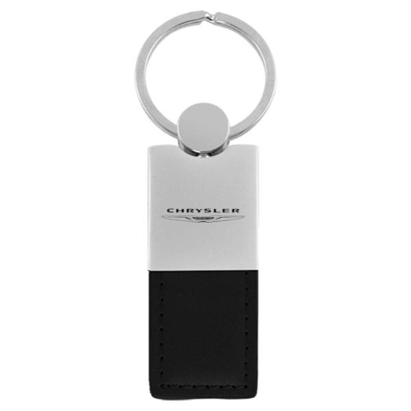 商品名: Au-Tomotive Gold INC. クライスラーブラックレザークロームカーフォブキーチェーンリング Au-TOMOTIVE GOLD Duo Rectangular Leather Key Chain for Chrysl...